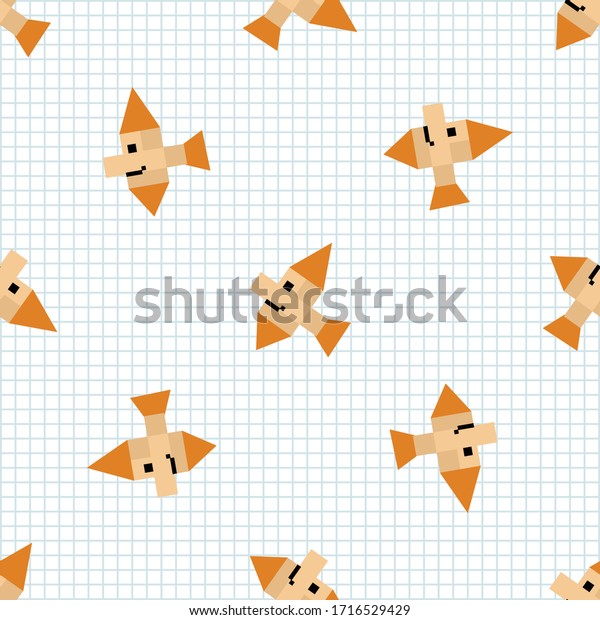 Cute Cartoon 8bit Fish Seamless Vector Stock Vector (Royalty Free ...