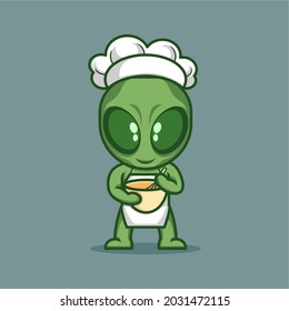 Cute Cartoon Alien Being Chef Vector Stock Vector (Royalty Free ...