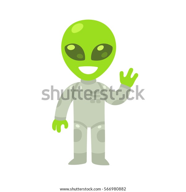 Cute Cartoon Alien Drawing Little Green Stock Vector (Royalty Free ...