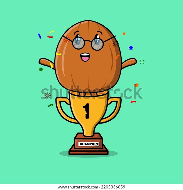 Cute Cartoon Almond Nut Character Trophy Stock Vector (Royalty Free ...
