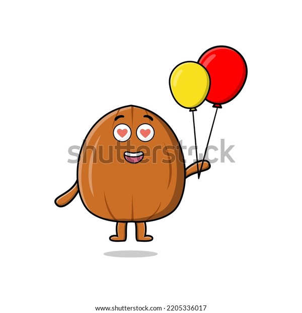 Cute Cartoon Almond Nut Floating Balloon Stock Vector (Royalty Free ...