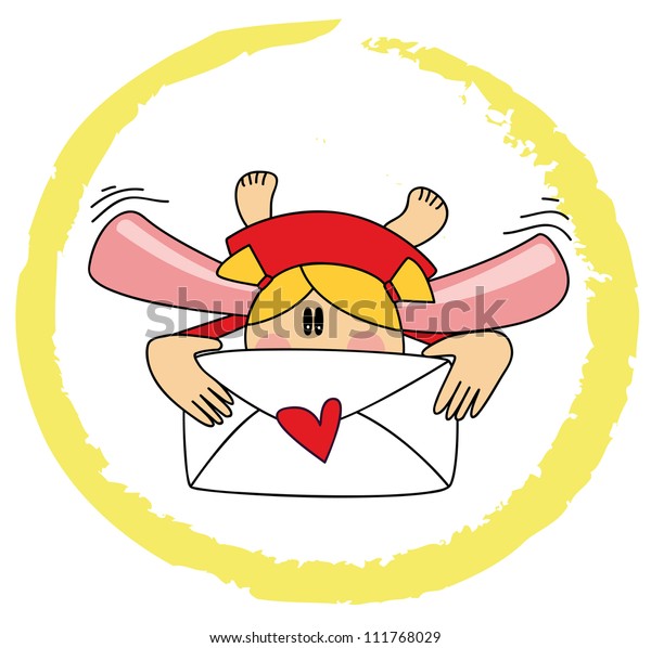 Cute Cartoon Angel Envelope Stock Vector (Royalty Free) 111768029 ...