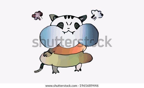 Cute Cartoon Angry Catvector Illustration Stock Vector (Royalty Free ...