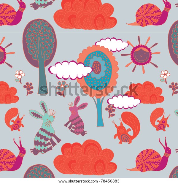 Cute Cartoon Animals Seamless Patten Stock Vector (Royalty Free ...