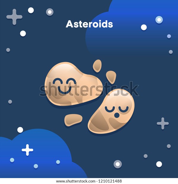 Cute Cartoon Asteroids Funny Faces Vector Stock Vector (Royalty Free ...