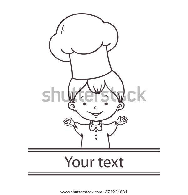 Cute Cartoon Baby Chef Vector Line 库存矢量图（免版税）374924881
