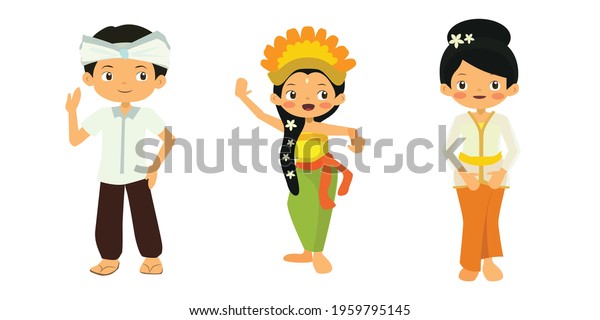 Cute Cartoon Bali People Vector Illustration Stock Vector (Royalty Free ...