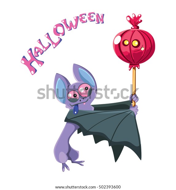 Cute Cartoon Bat On Halloween Party Stock Vector (Royalty Free) 502393600