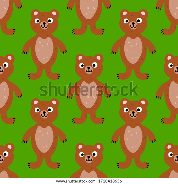 Cute Cartoon Bear Flat Style Seamless Stock Vector (Royalty Free ...