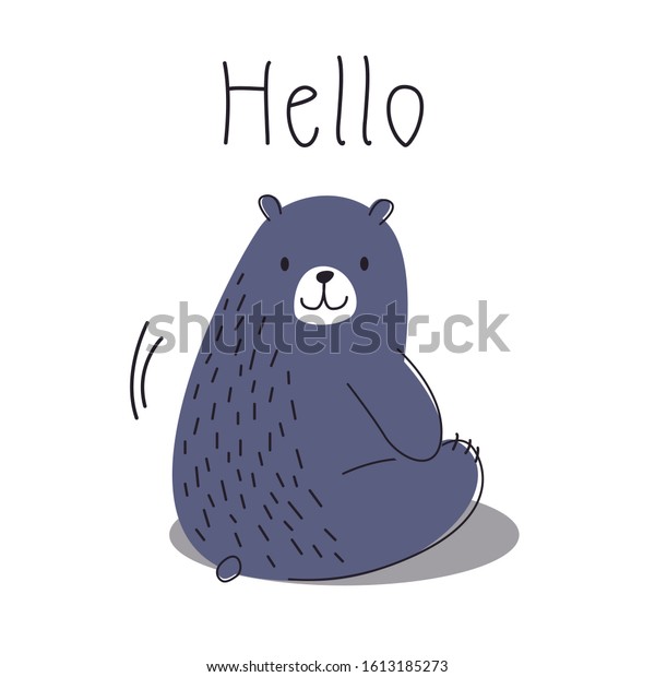 Cute Cartoon Bear Says Hello Vector Stock Vector (Royalty Free ...