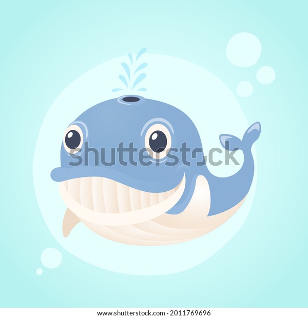 Cute Cartoon Big Whale Smiling Stock Vector (Royalty Free) 2011769696 ...