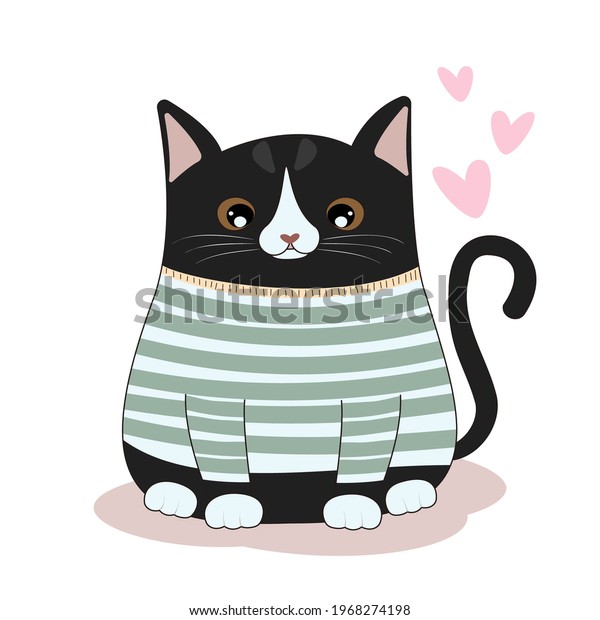 Cute Cartoon Black Cat Clothes Modern Stock Vector (Royalty Free ...