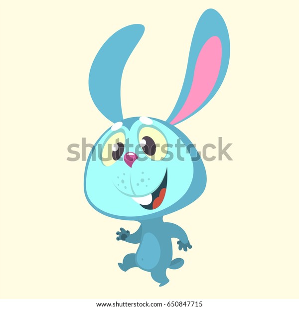 Cute Cartoon Blue Bunny Rabbit Character: стоковая векторная графика ...
