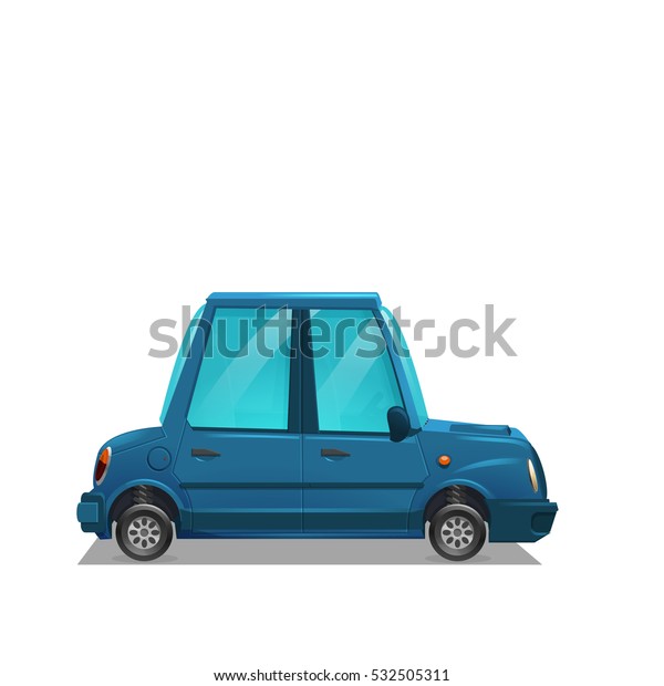 Cute Cartoon Blue Car Isolated On Stock Vector (Royalty Free) 532505311 ...
