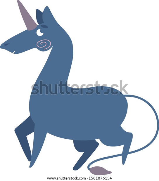 Cute Cartoon Blue Unicorn Vector Illustration Stock Vector (Royalty ...