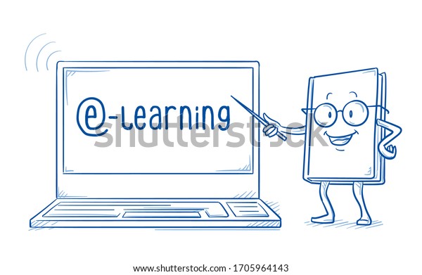 Cute Cartoon Book Character Pointing Staff Stock Vector (Royalty Free ...