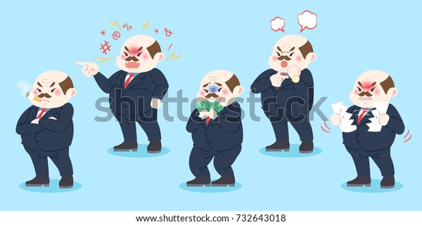 Cute Cartoon Boss Feeling Angry On Stock Vector (Royalty Free ...