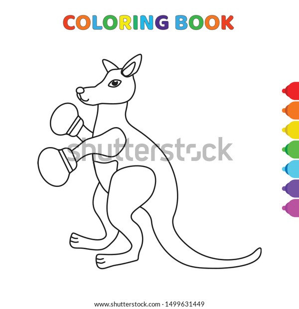 Cute Cartoon Boxer Kangaroo Coloring Book: vetor stock (livre de ...
