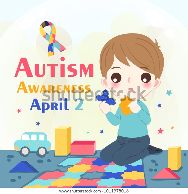 Cute Cartoon Boy Autism Awareness Concept Stock Vector (Royalty Free ...
