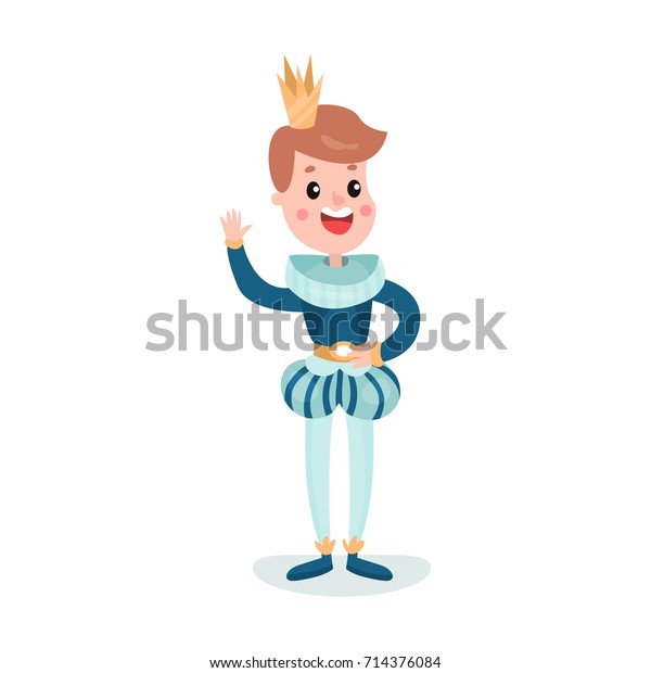 Cute Cartoon Boy Character Prince Costume Stock Vector (Royalty Free ...