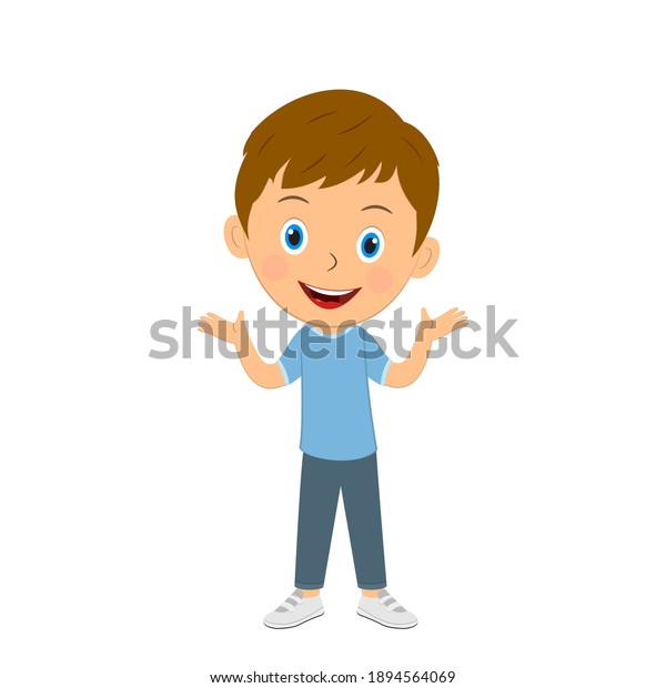 Cute Cartoon Boy Expresses Sorryconfuseillustrationvector Stock Vector ...