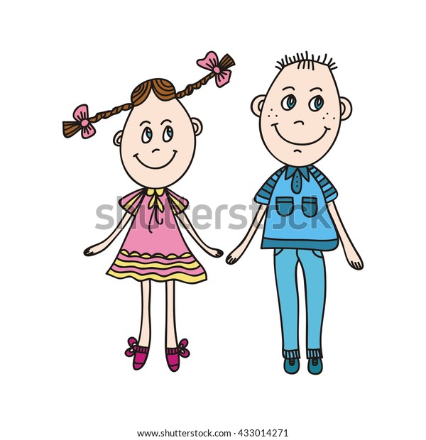 Cute Cartoon Boy Girl Stock Vector (Royalty Free) 433014271 | Shutterstock