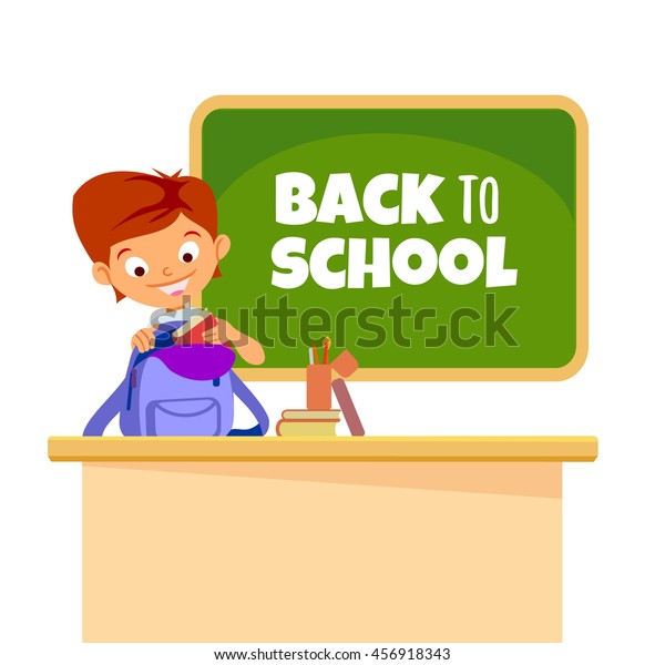 Cute Cartoon Boy School Classroom Back Stock Vector (Royalty Free ...