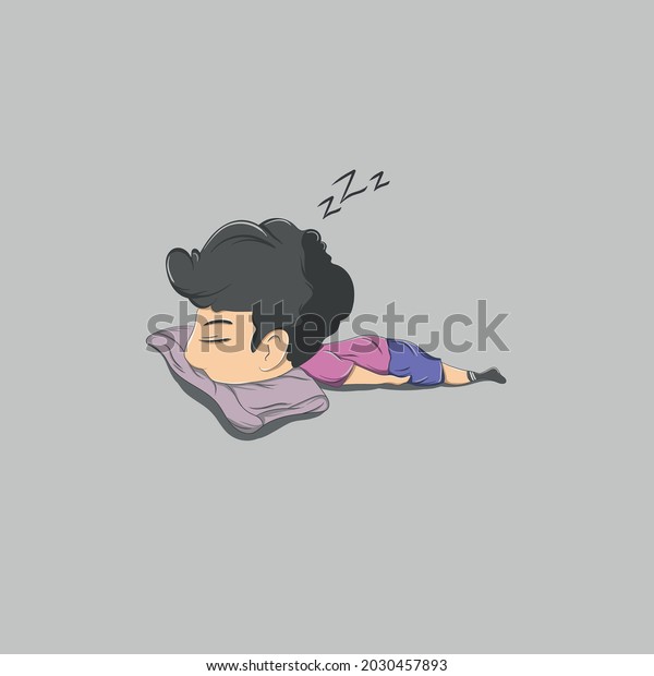 Cute Cartoon Boy Sleeping On Pillow Stock Vector (Royalty Free ...