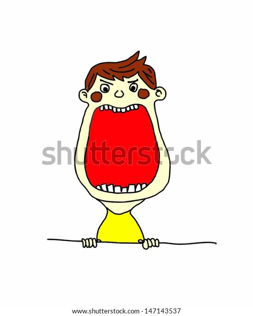 Cute Cartoon Boy Wide Open Mouth Stock Vector (Royalty Free) 147143537 ...