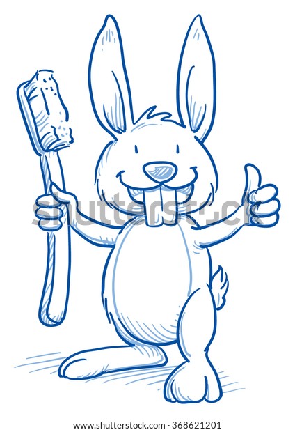 Cute Cartoon Bunny Shiny Teeth Holding Stock Vector (Royalty Free ...