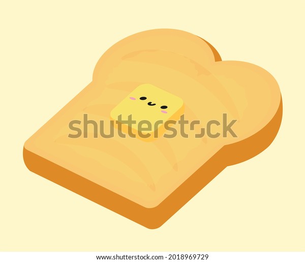 Cute Cartoon Buttered Toast Vector Stock Vector (Royalty Free ...