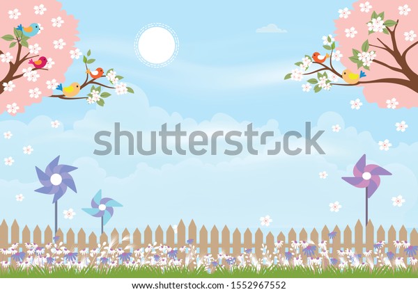 Cute Cartoon Card Spring Season Mini Stock Vector (Royalty Free ...