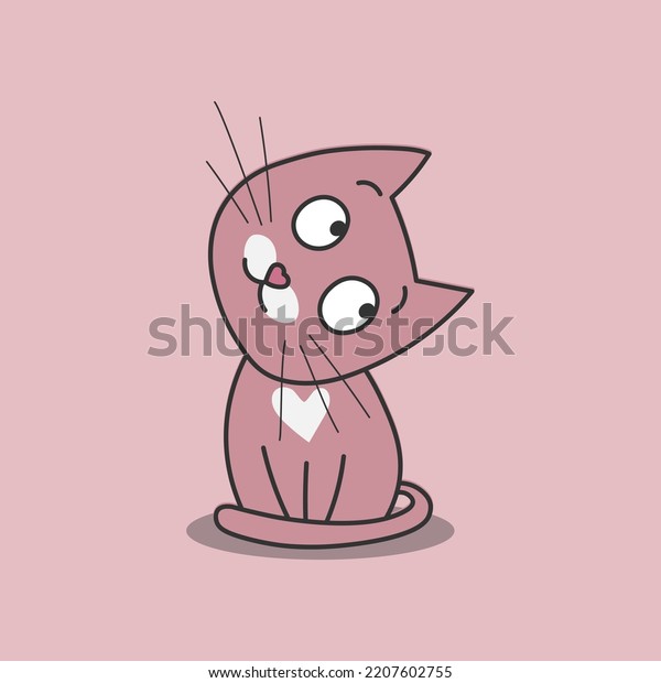 Cute Cartoon Cat Asking Eyes Stock Vector (Royalty Free) 2207602755 ...