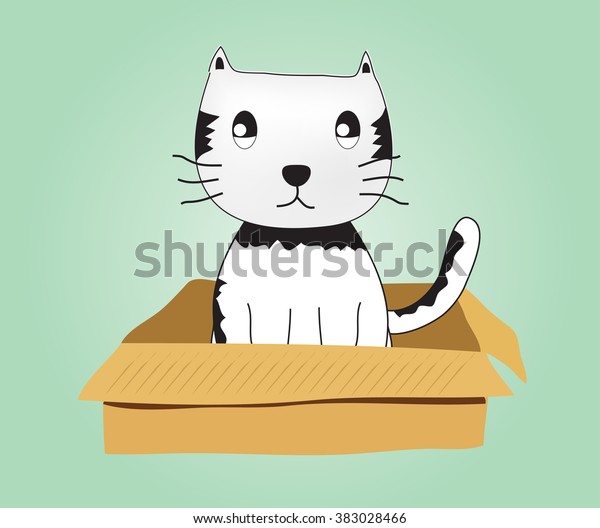Cute Cartoon Cat Cardboard Boxes Illustration Stock Vector (Royalty ...