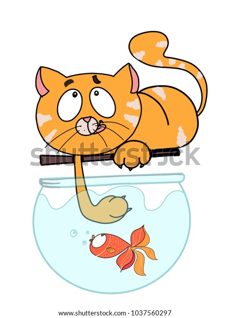 Cute Cartoon Cat Fish Stock Vector (Royalty Free) 1037560297 | Shutterstock