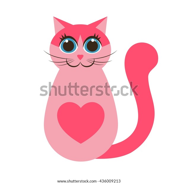 Cute Cartoon Cat Heart Stock Vector (Royalty Free) 436009213 | Shutterstock