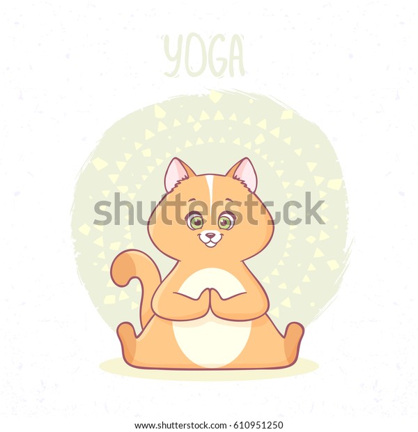 Cute Cartoon Cat Practicing Yoga Vector Stock Vector (Royalty Free ...