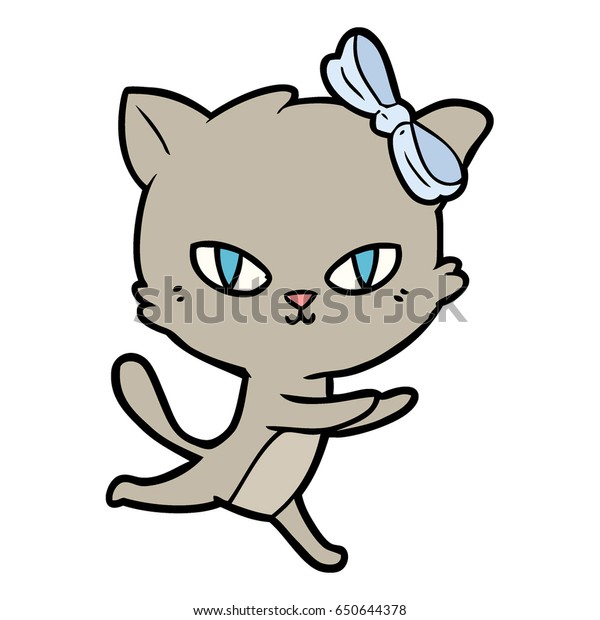 Cute Cartoon Cat Running Stock Vector (Royalty Free) 650644378 ...