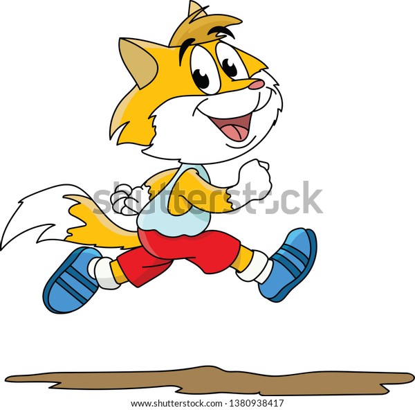 Cute Cartoon Cat Running Outside Vector Stock Vector (Royalty Free ...