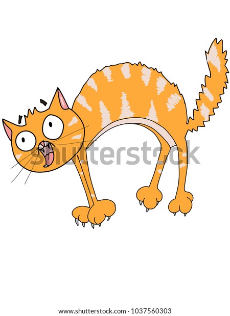 Cute Cartoon Cat Scaring Stock Vector (Royalty Free) 1037560303 ...