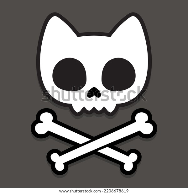Cute Cartoon Cat Skull Crossbones Simple Stock Vector (Royalty Free ...
