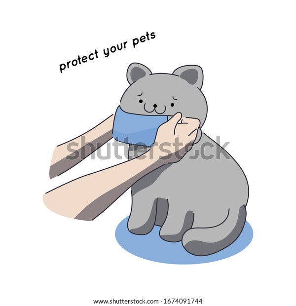 Cute Cartoon Cat Wearing Pollution Mask Stock Vector (Royalty Free ...