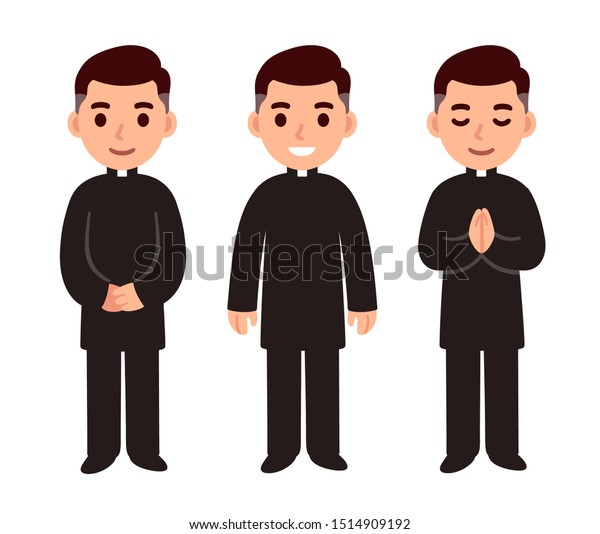Cute Cartoon Catholic Priest Character Drawing 库存矢量图（免版税）1514909192 ...