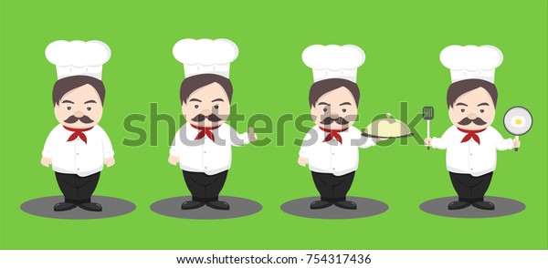 Cute Cartoon Character Fat Chef Flat Stock Vector (Royalty Free ...