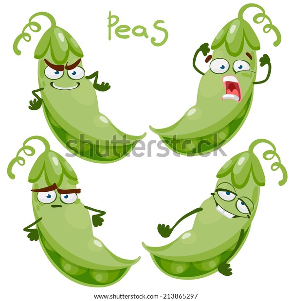 Cute Cartoon Character Many Expressions Peas Stock Vector (Royalty Free ...