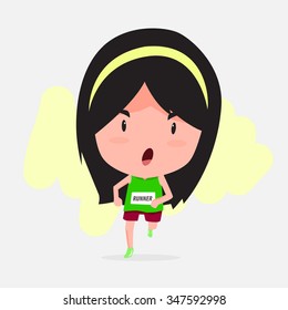 Cute Cartoon Character Marathon Runner Stock Vector (Royalty Free ...