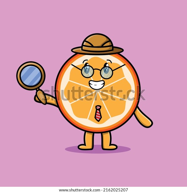 Cute Cartoon Character Orange Fruit Detective: เวกเตอร์สต็อก (ปลอดค่า ...