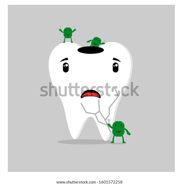 Cute Cartoon Character Teeth Being Attacked Stock Vector (Royalty Free ...