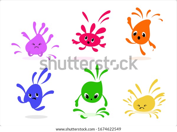 Cute Cartoon Characters Spots Paint Multicolored Stock Vector (Royalty ...