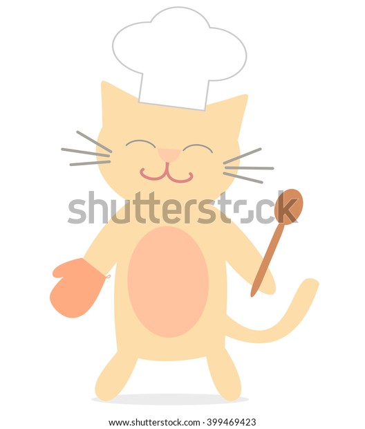 Cute Cartoon Chef Cat Funny Vector Stock Vector (Royalty Free) 399469423